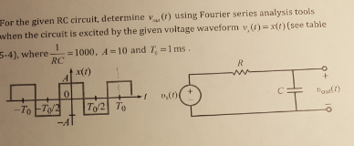 Solved For the given Rc circuit, determine vout(t) using | Chegg.com