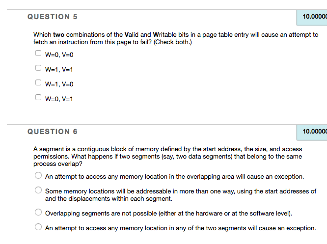 Solved QUESTION 5 Which two combinations of the Valid and | Chegg.com