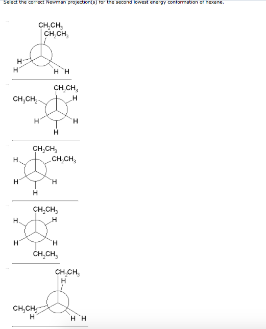 Solved Select the correct Newman projection(s) for the | Chegg.com