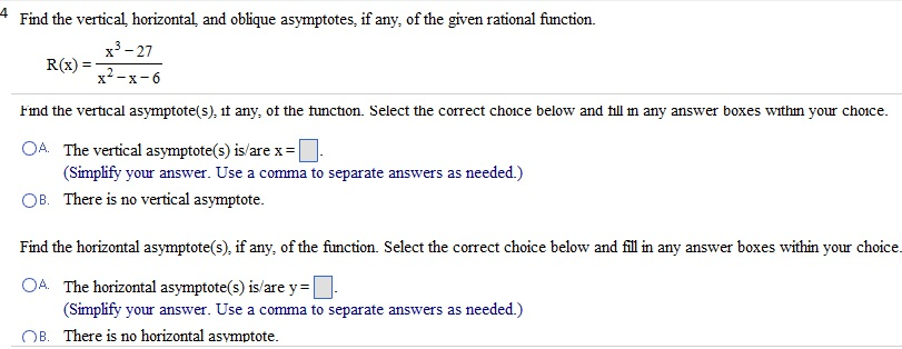 Solved Which rational function has the given graph? R(x) = | Chegg.com
