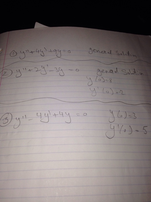 Solved Solve y" + 4y' + 9y = 0 general solution y" + 2y' | Chegg.com