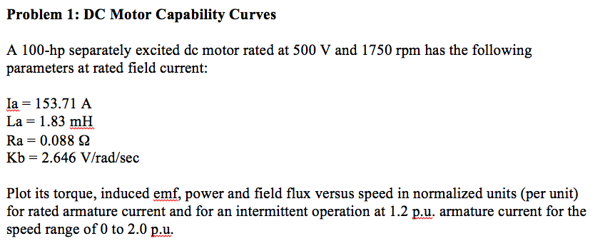 Solved DC Motor Capability Curves A 100-hp separately | Chegg.com