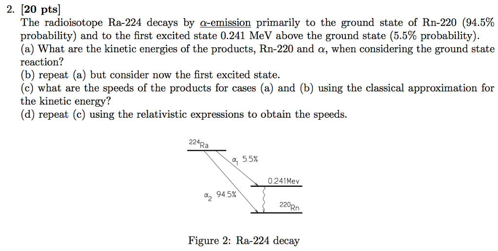 Solved The radioisotope Ra-224 decays by alpha-emission | Chegg.com
