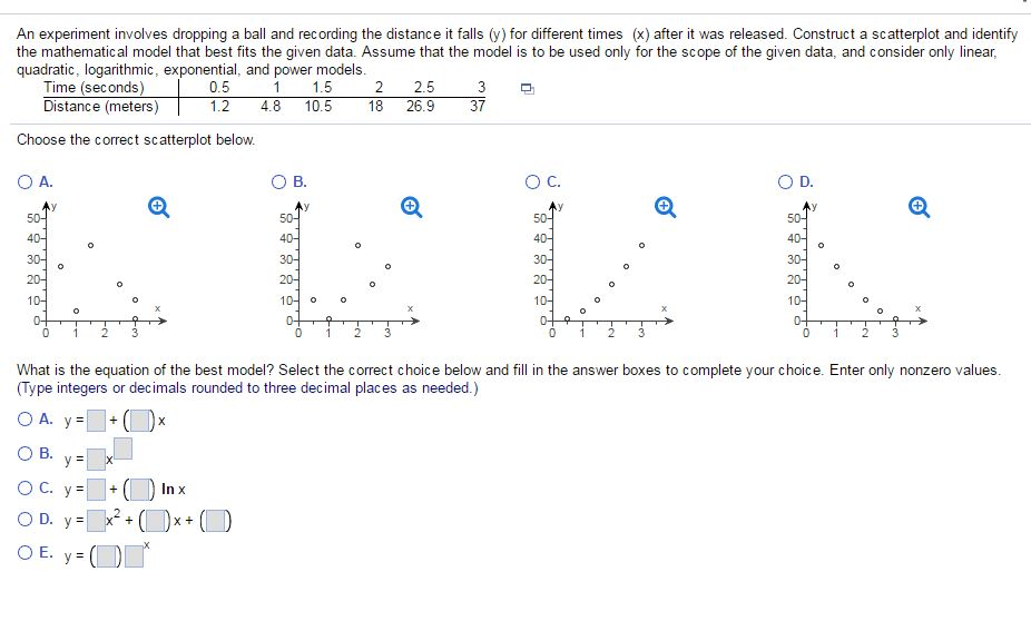 Solved An experiment involves dropping a ball and recording | Chegg.com
