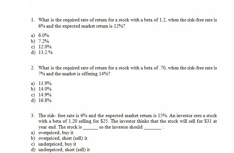 Solved What Is The Required Rate Of Return For A Stock With
