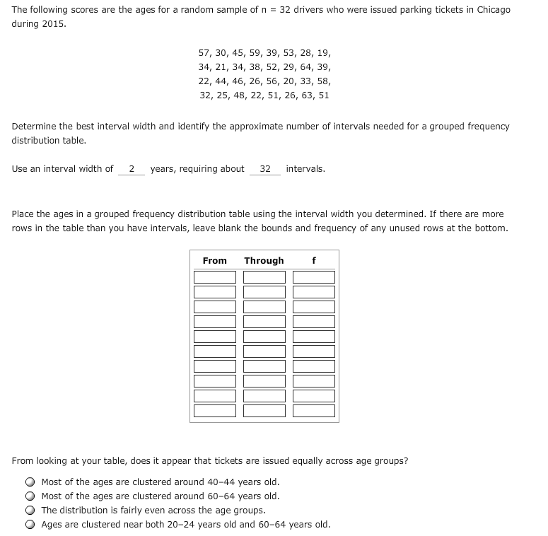 Solved The following scores are the ages for a random sample | Chegg.com