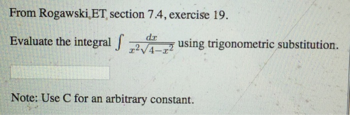 Solved Evaluate the integral integral dx/x^2 squareroot 4 - | Chegg.com