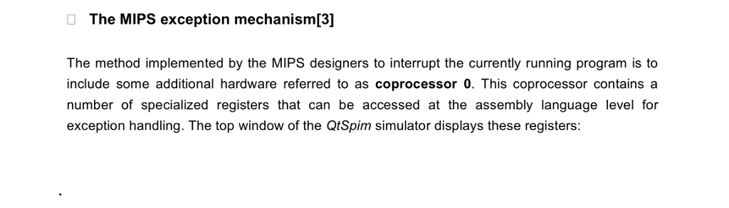 0 The MIPS exception mechanism[3] The method | Chegg.com