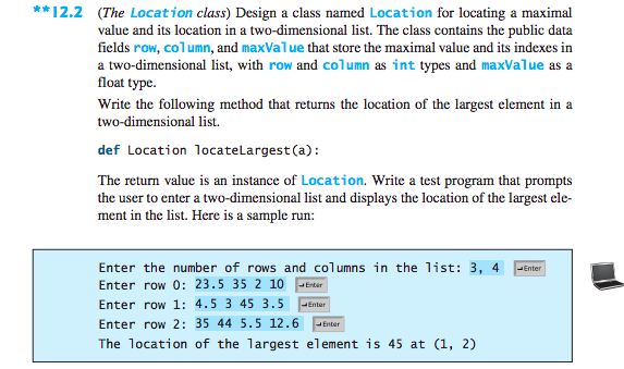 Solved 122 The Location Class Design A Class Named