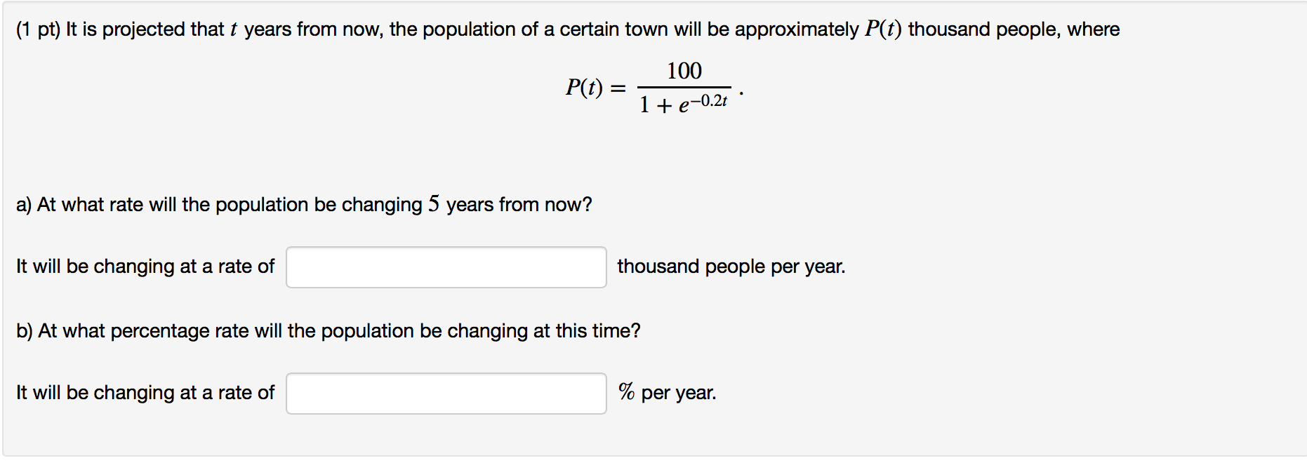 Solved It is projected that t years from now, the population | Chegg.com