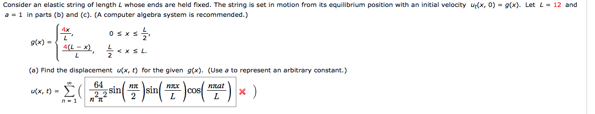Solved Consider an elastic string of length L whose ends are | Chegg.com