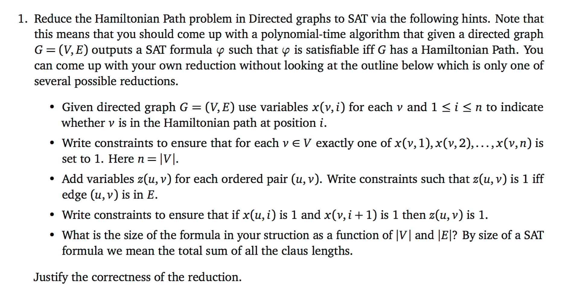 Reduce the Hamiltonian Path problem in Directed | Chegg.com