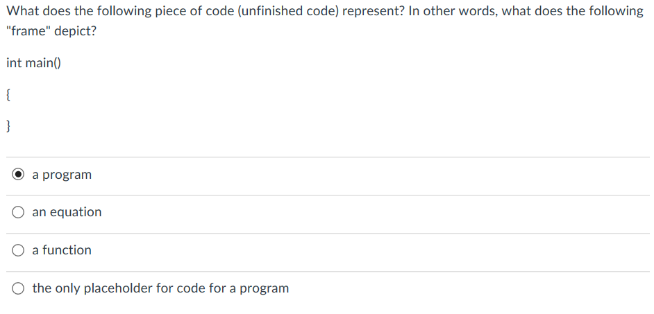Solved What does the following piece of code (unfinished | Chegg.com