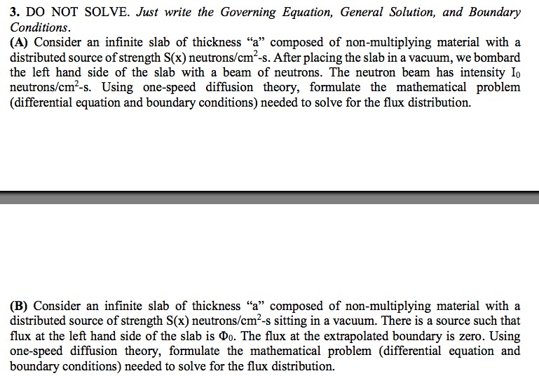 Solved DO NOT SOLVE. Just write the Governing Equation, | Chegg.com