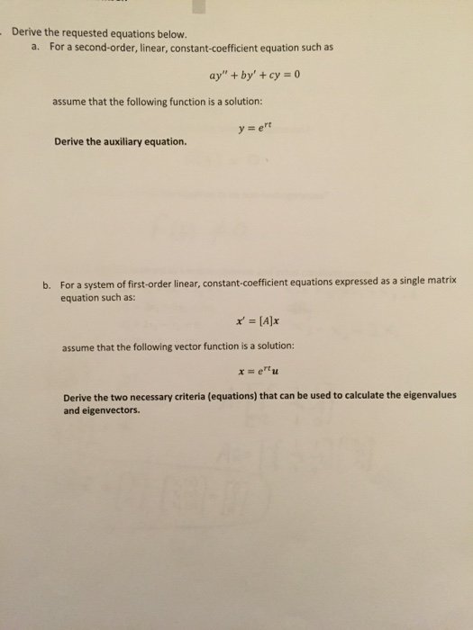Solved Derive the requested equations below. For a | Chegg.com