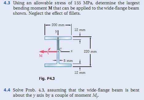 Solved 4.3 Using an allowable stress of 155 MPa, determine | Chegg.com