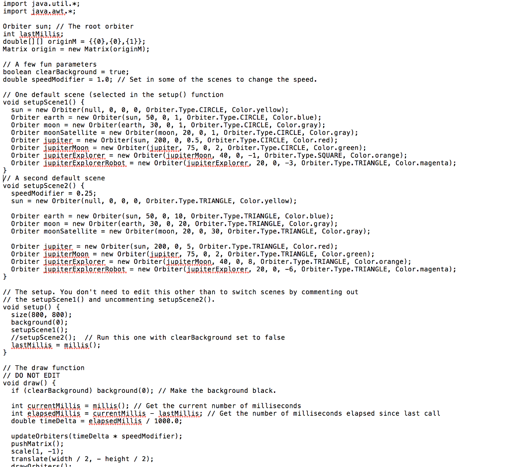 Digital Orrery - All the files (write-up, Processing | Chegg.com