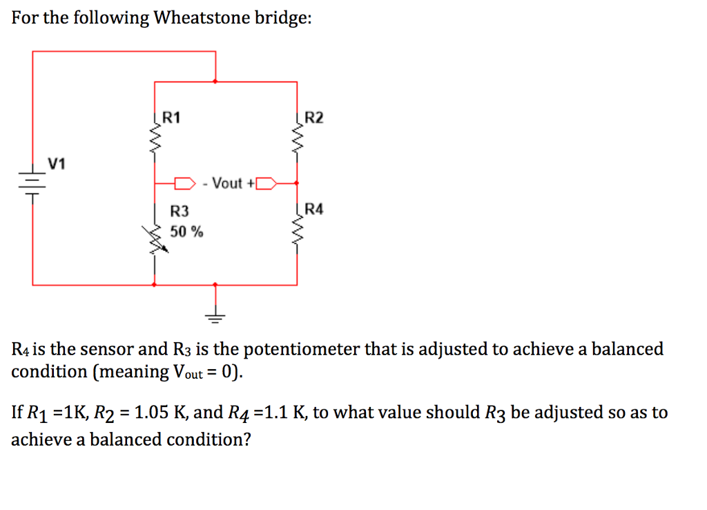 Solved For the following Wheatstone bridge: R_4 is the | Chegg.com