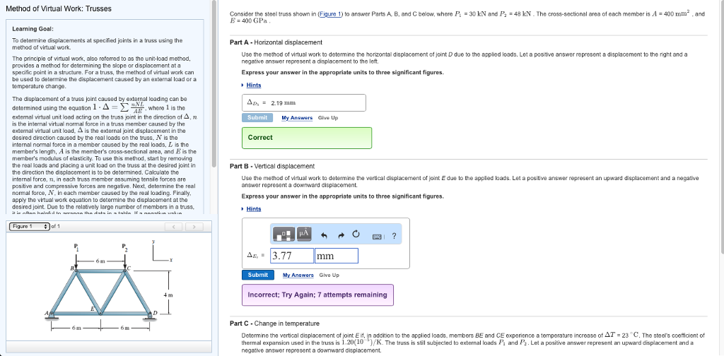 Method of Virtual Work: Trusses The cross-sectional | Chegg.com