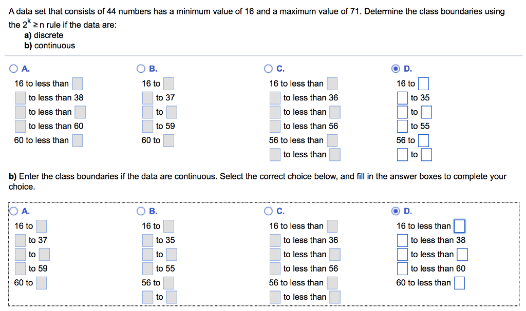 Solved A data set that consists of 44 numbers has a minimum | Chegg.com Solved A data set that consists of 44 numbers has a minimum | Chegg.com