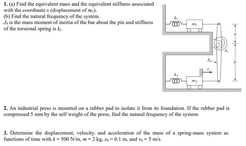 Solved 1. (a) Find the equivalent mass and the equivalent | Chegg.com