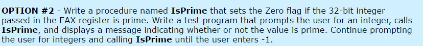 Solved Write a procedure named IsPrime that sets the Zero | Chegg.com
