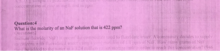Solved What is the molarity of an NaF solution that is 422 | Chegg.com