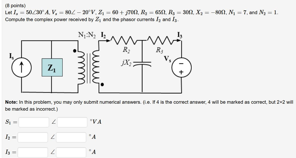 Solved (8 points) Compute the complex power received by Z1 | Chegg.com