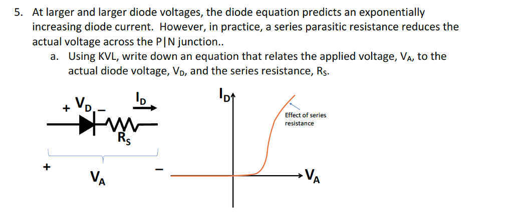 Solved 5. At larger and larger diode voltages, the diode | Chegg.com