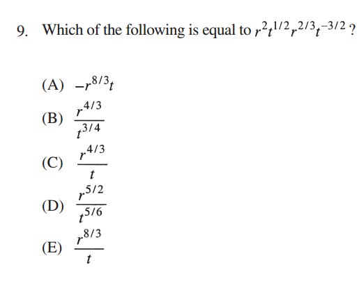 Solved Which of the following is equal to r^2 t^1/2 r^2/3 | Chegg.com