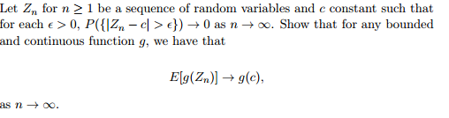 Solved Let Z_n for n greaterthanorequalto 1 be a sequence of | Chegg.com