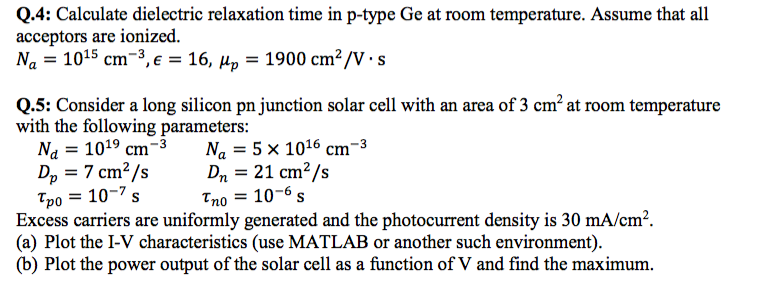 Solved Calculate dielectric relaxation time in p-type Ge at | Chegg.com