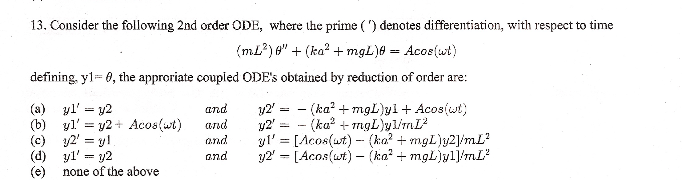 Solved Consider the following 2nd order ODE, where the prime | Chegg.com