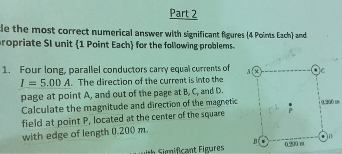 Solved Four long, parallel conductors carry equal currents | Chegg.com