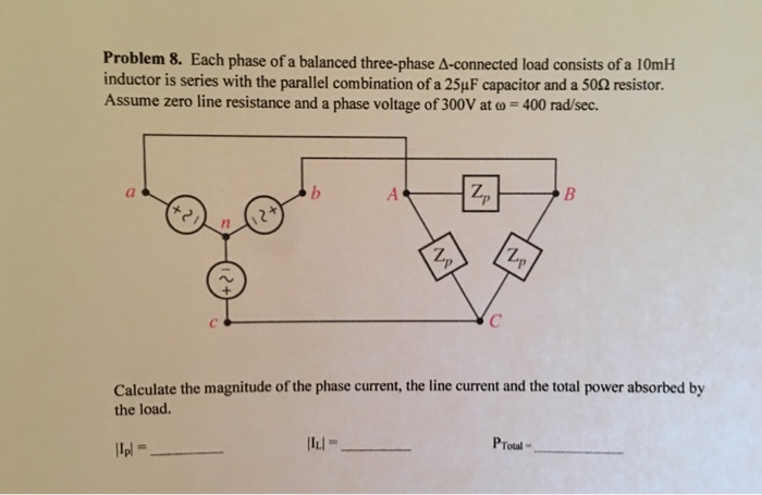 Solved Each phase of a balanced three-phase delta-connected | Chegg.com