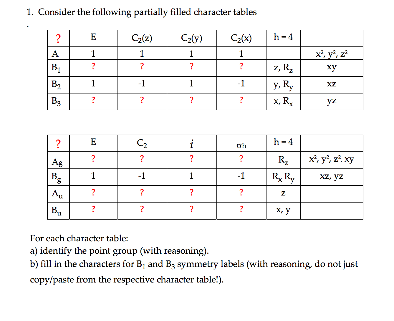 Consider the following partially filled character | Chegg.com