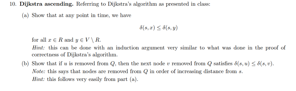 10. Dijkstra ascending. Referring to Dijkstra's | Chegg.com