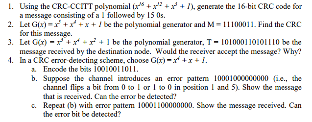 1 Using The Crc Ccitt Polynomial R6 X 2 I