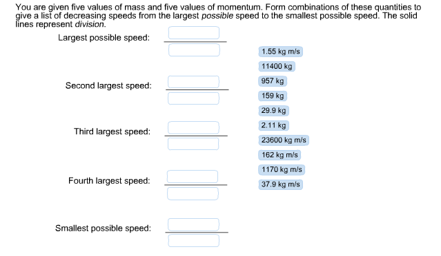 Solved You are given five values of mass and five values of | Chegg.com