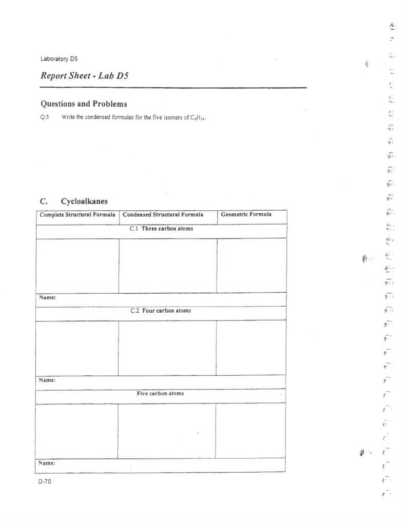 Solved Structures of Aikanes Report Sheet - Lab D5 Date | Chegg.com