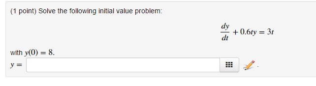 Solved Solve the following initial value problem: dy/dt + | Chegg.com