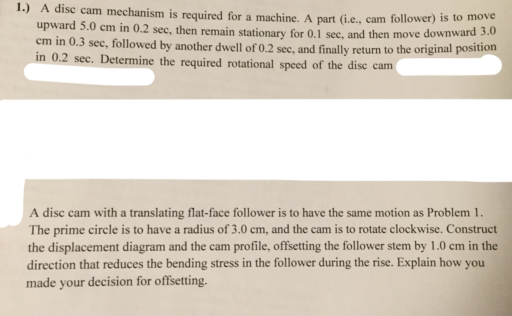 A disc cam mechanism is required for a machine. A | Chegg.com