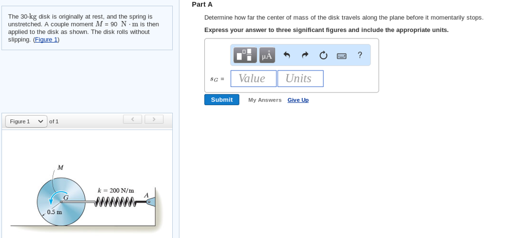 Solved Part A The 30-kg disk is originally at rest, and the | Chegg.com