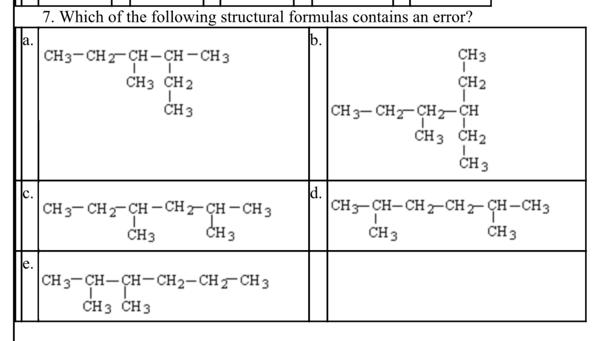 Solved Which of the following structural formulas contains | Chegg.com
