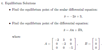 Solved Equilibrium Solutions Find the equilibrium point of | Chegg.com