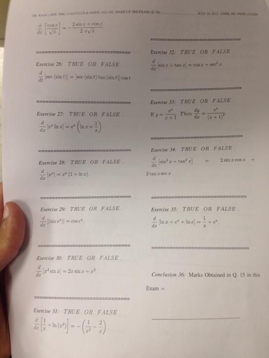 Solved Exercise 26: TRUE OR FALSE Exercise 27: TRUE OR FALSE | Chegg.com Solved Exercise 26: TRUE OR FALSE Exercise 27: TRUE OR FALSE | Chegg.com