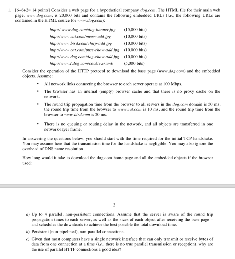 1. [6+6+2- 14 points Consider a web page for a | Chegg.com