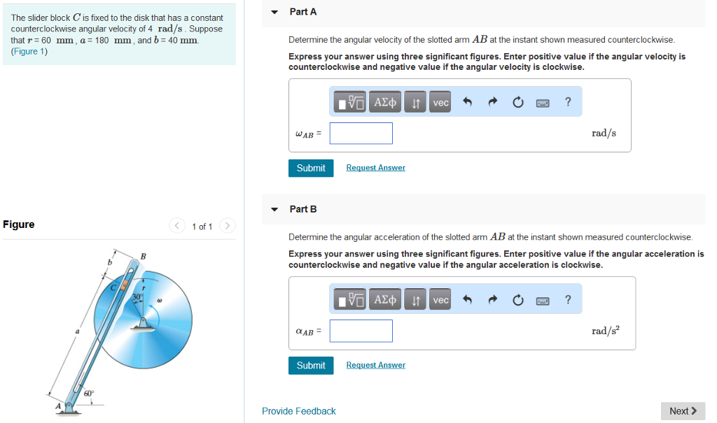 Solved Part A The slider block C is fixed to the disk that | Chegg.com