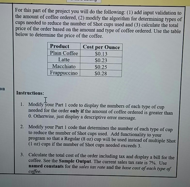 Solved For this part of the project you will do the | Chegg.com