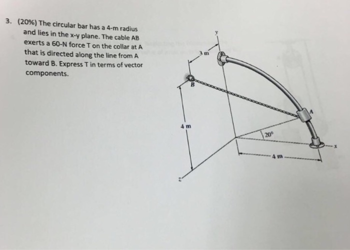 Solved The circular bar has a 4-m radius and lies in the x-y | Chegg.com